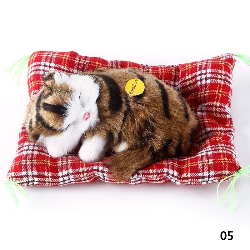 2016 Simulation Animal Doll Plush Sleeping Cats Toy with Sound Kids ...