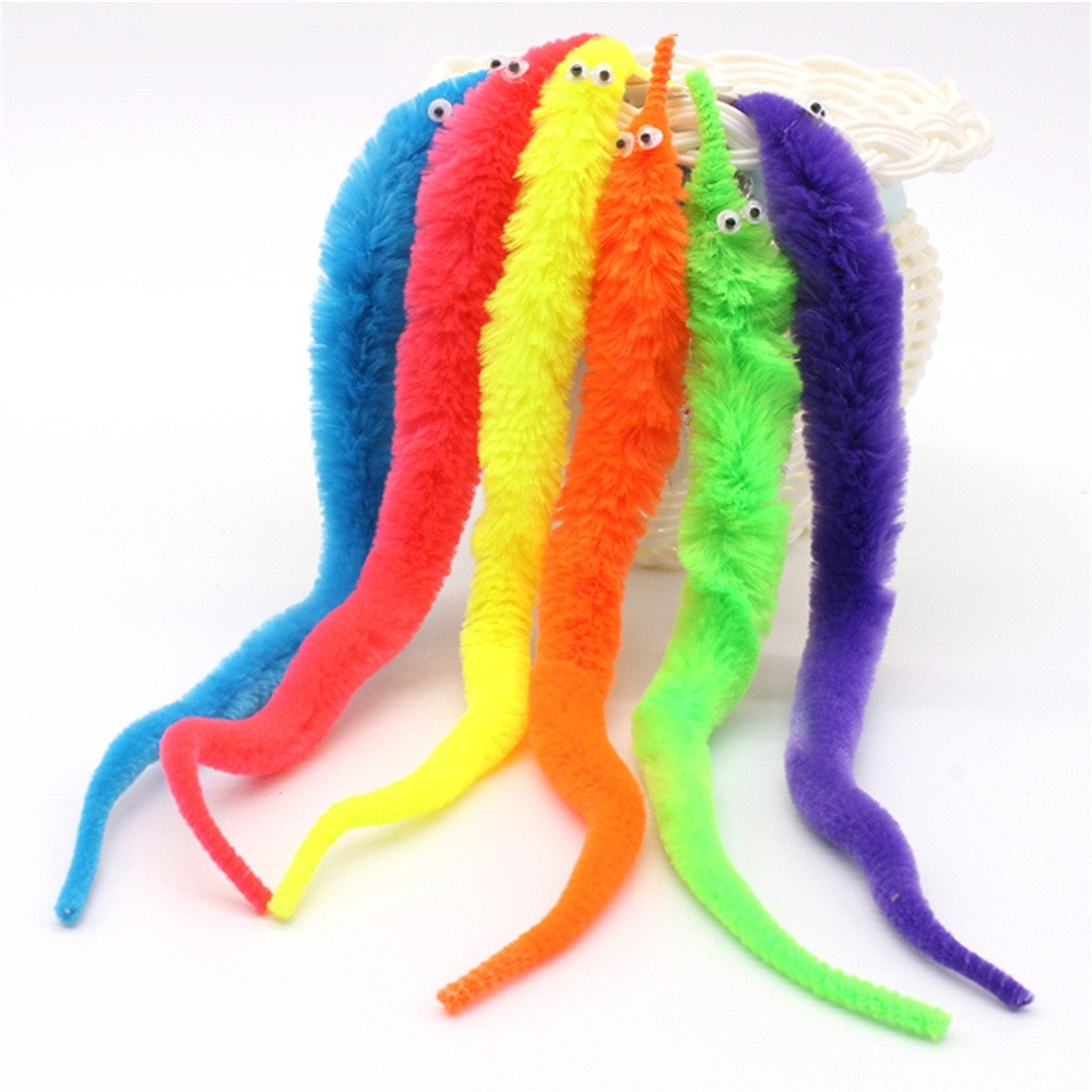 Fergusonshop-6 Pcs Magic Twisty Fuzzy Worm Wiggle Moving Sea Horse Kid ...