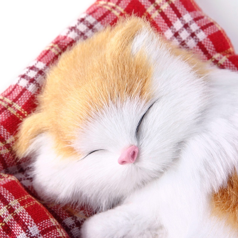 2016 Simulation Animal Doll Plush Sleeping Cats Toy with Sound Kids ...