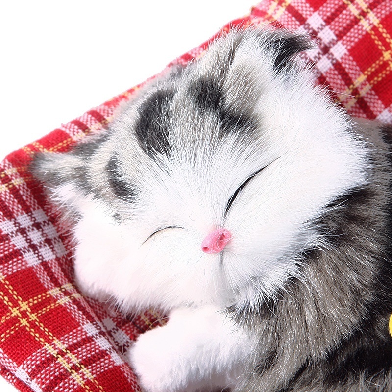 2016 Simulation Animal Doll Plush Sleeping Cats Toy with Sound Kids ...