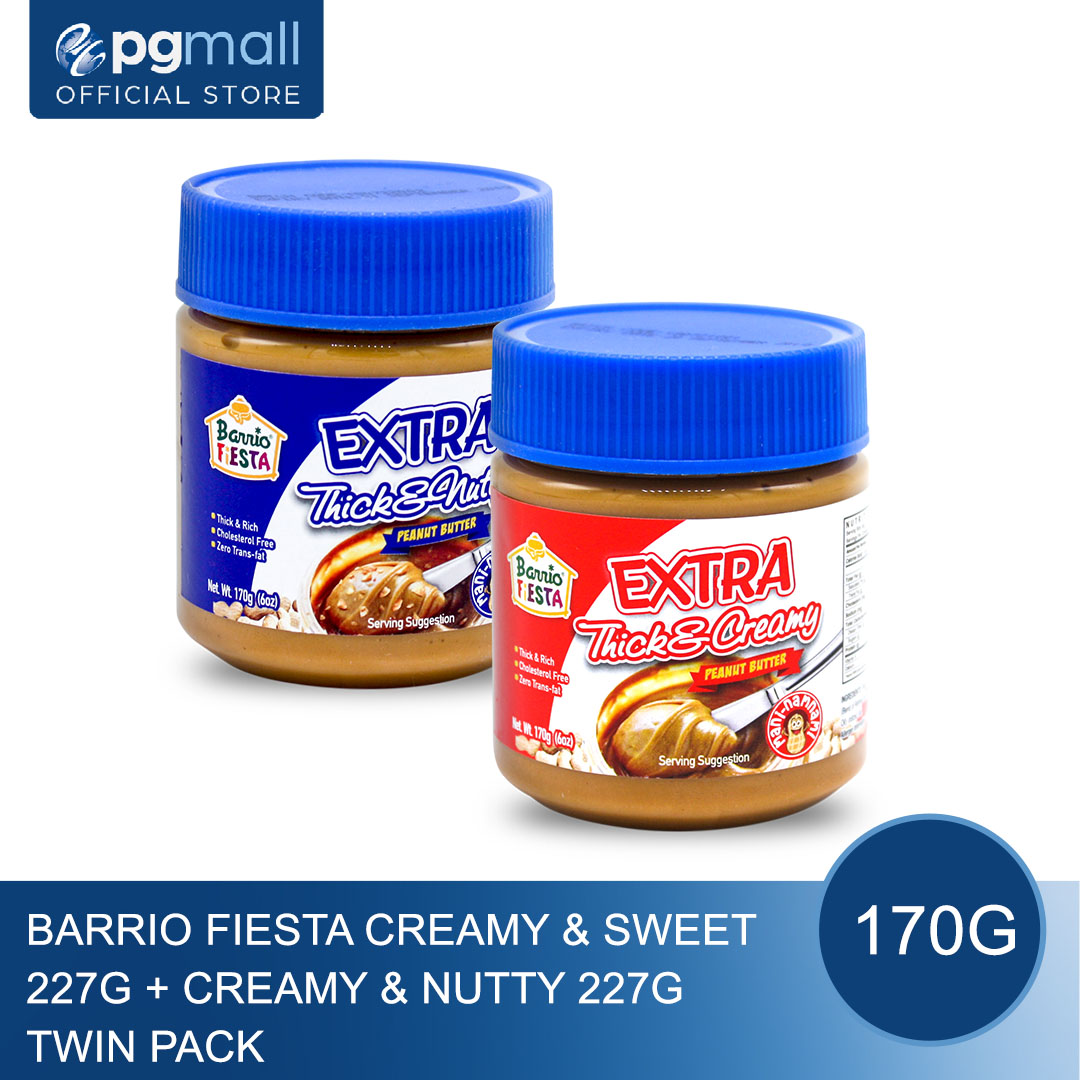 BARRIO FIESTA EXTRA THICK & CREAMY 170G + EXTRA THICK & NUTTY PEANUT BUTTER 170G TWIN PACK
