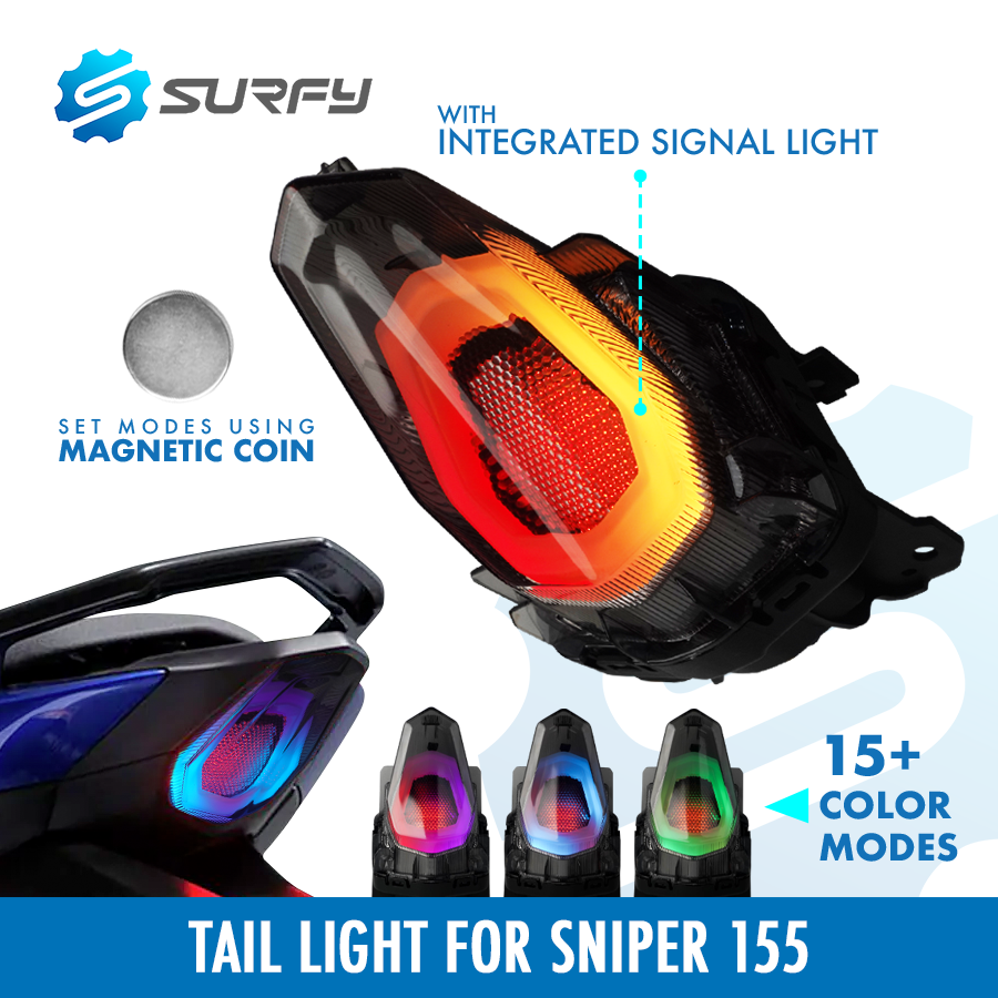 Sniper 155 Tail Light RGB LED Running Light Smoked Lampshade Waterproof