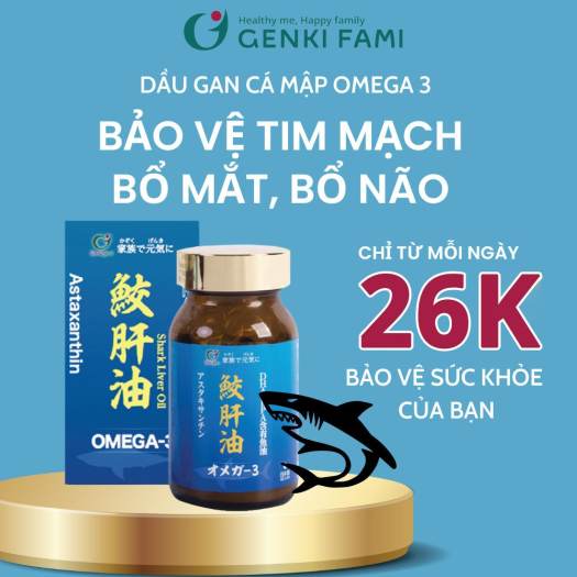 Dầu Gan Cá Mập Omega 3 Bổ Mắt, Bổ Não, Tốt Cho Tim Mạch Genki Fami Nhật ...