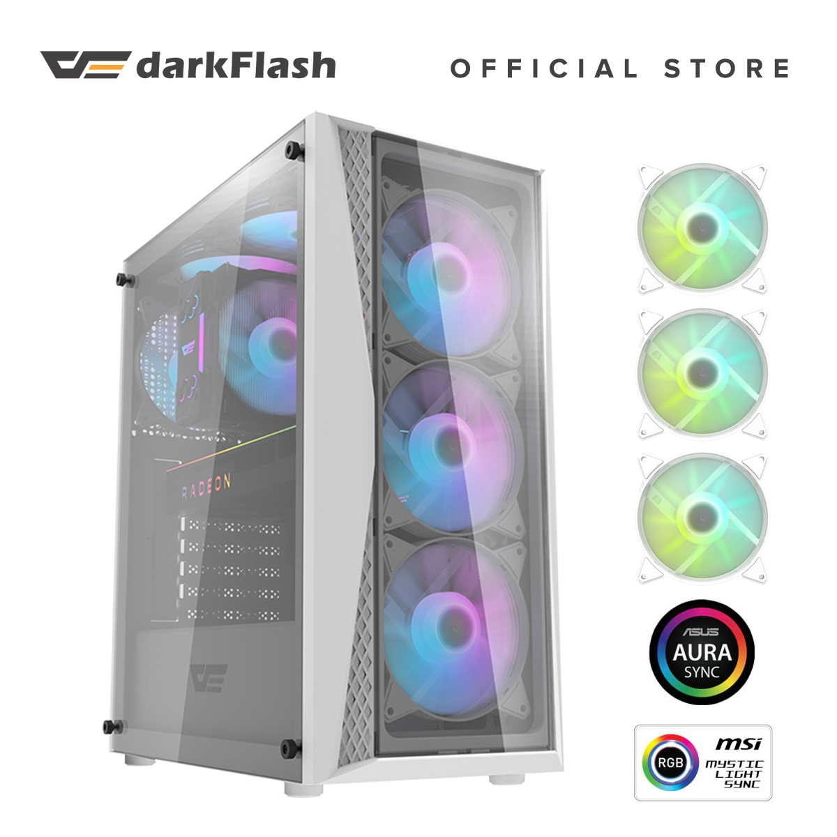 darkFlash DK352 Plus Full transparent glass design front panel ATX PC ...