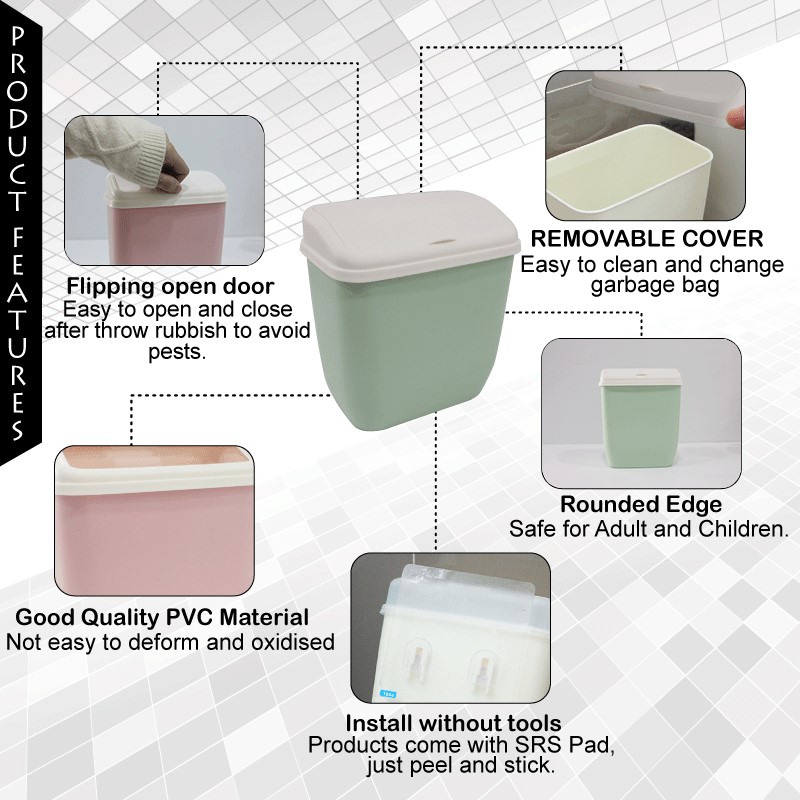 ★A-TECH™★ Wall Mounted Dustbin★4 color available★Good to use in Car and ...