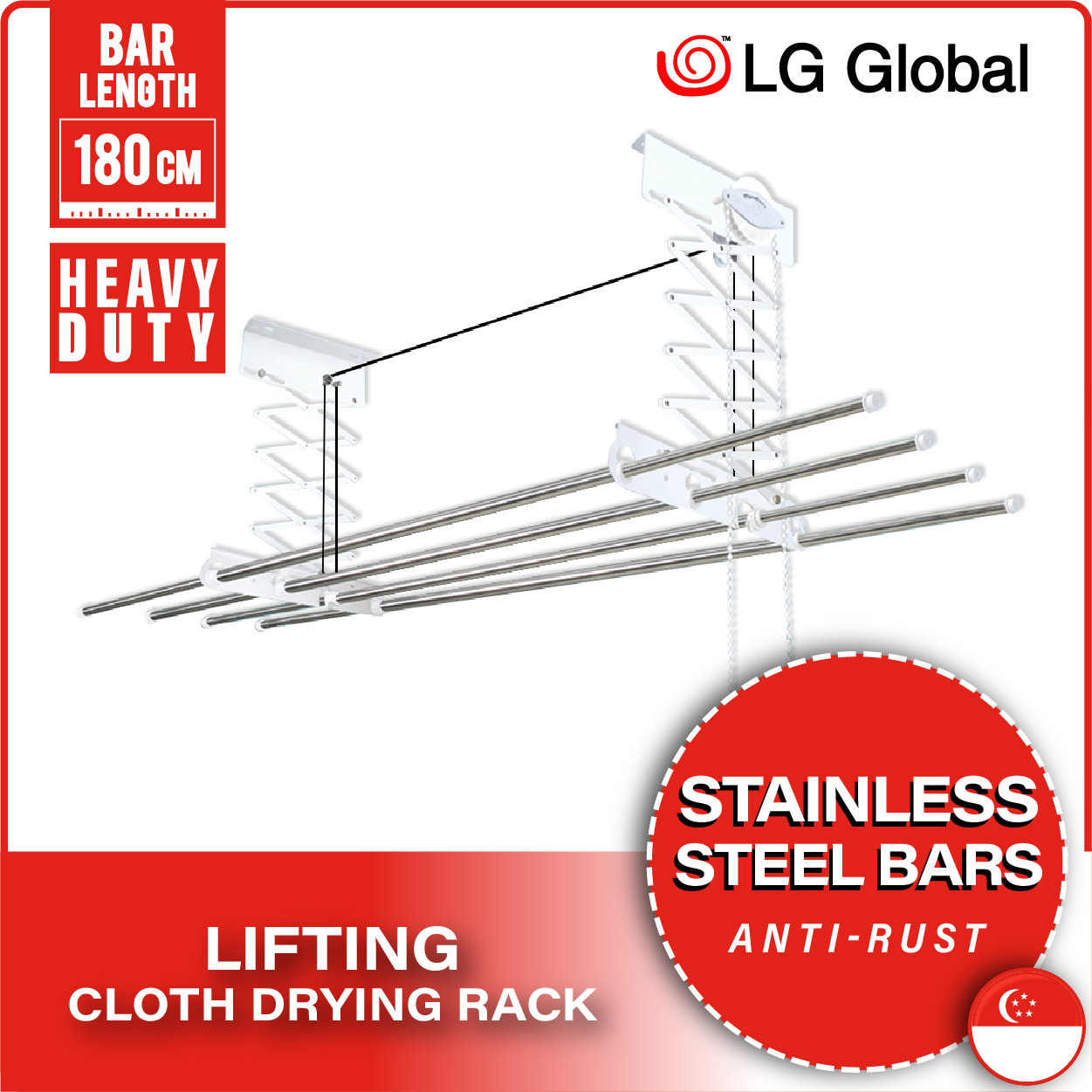 Ceiling Mounted Clothes Rack Singapore | Shelly Lighting
