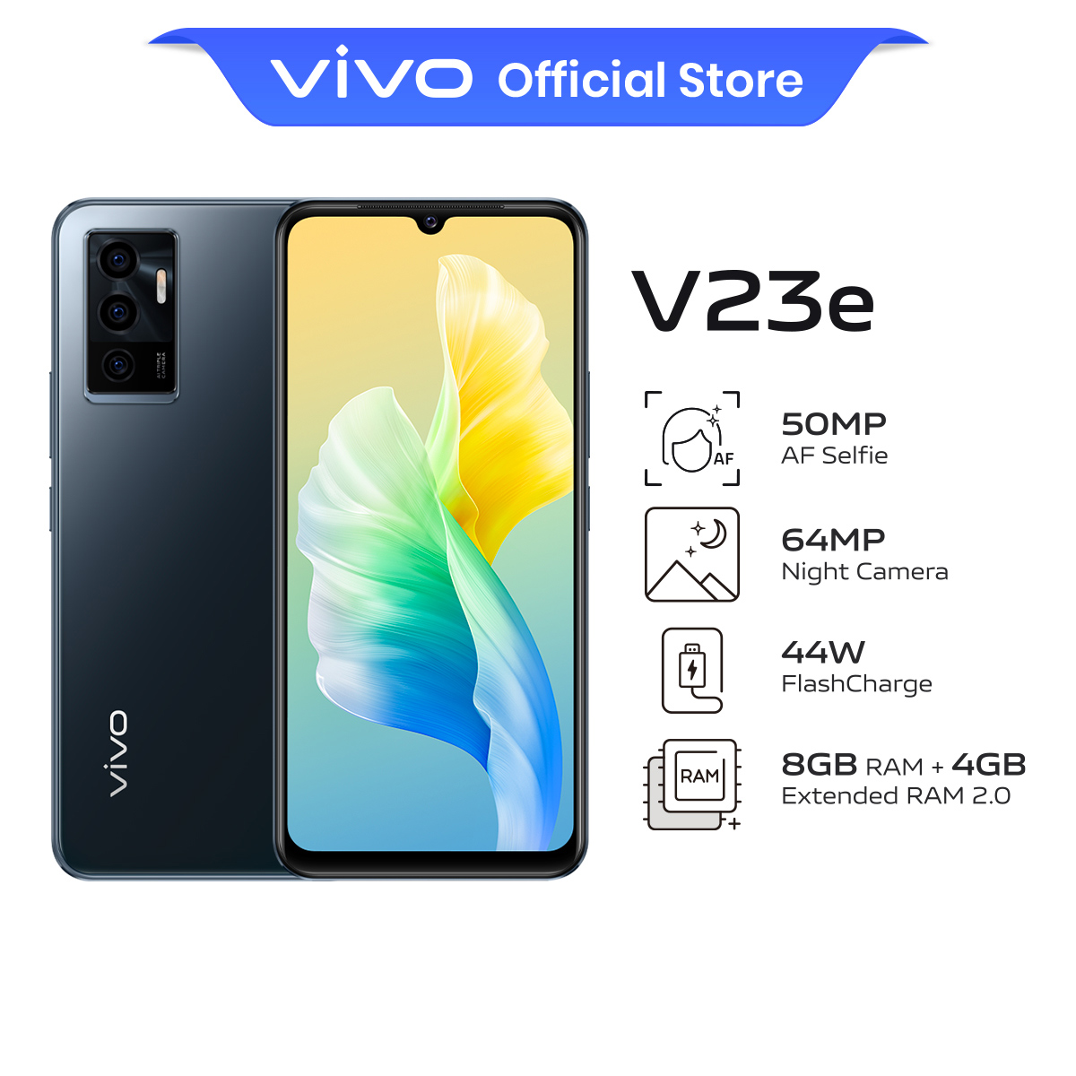 vivo V23e Smartphone | 12(8+4)GB Extended RAM +128GB ROM | 6.44" AMOLED ...