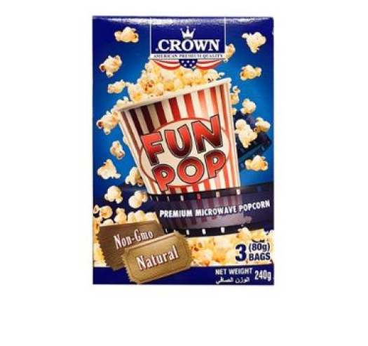 Bắp rang bơ Crown của Mỹ hộp 240g (80g x 3 gói) - vị tự nhiên - Crown popcorn natural flavour ...