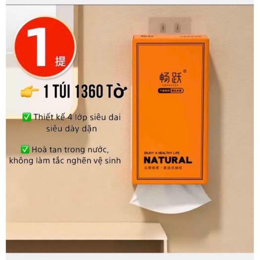 Thùng 4 Bịch Giấy Lau Treo Tường Đa Năng NATURAL 1360 Tờ Hàng Nội Địa ...