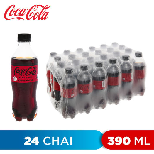 THÙNG 24 CHAI NƯỚC NGỌT KHÔNG ĐƯỜNG ZERO SUGAR COCA COLA 390ML - Nước ...