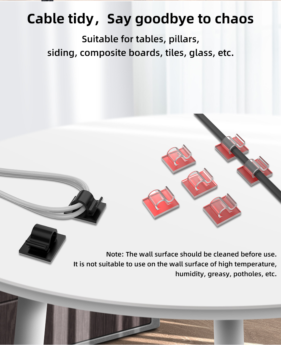 Self Adhesive Cable Clips Tape Organizer USB Mobile Data Charger Cable ...