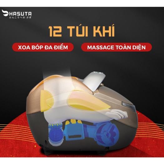 Máy massage chân Nhật Bản Hasuta HMF 320, Màn hình cảm ứng, 12 túi khí ...