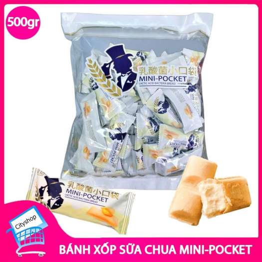 Bánh Xốp Sữa Chua Mini Pocket 500gr (khoảng 55 bánh) - Bánh quy giòn | VinMart.co