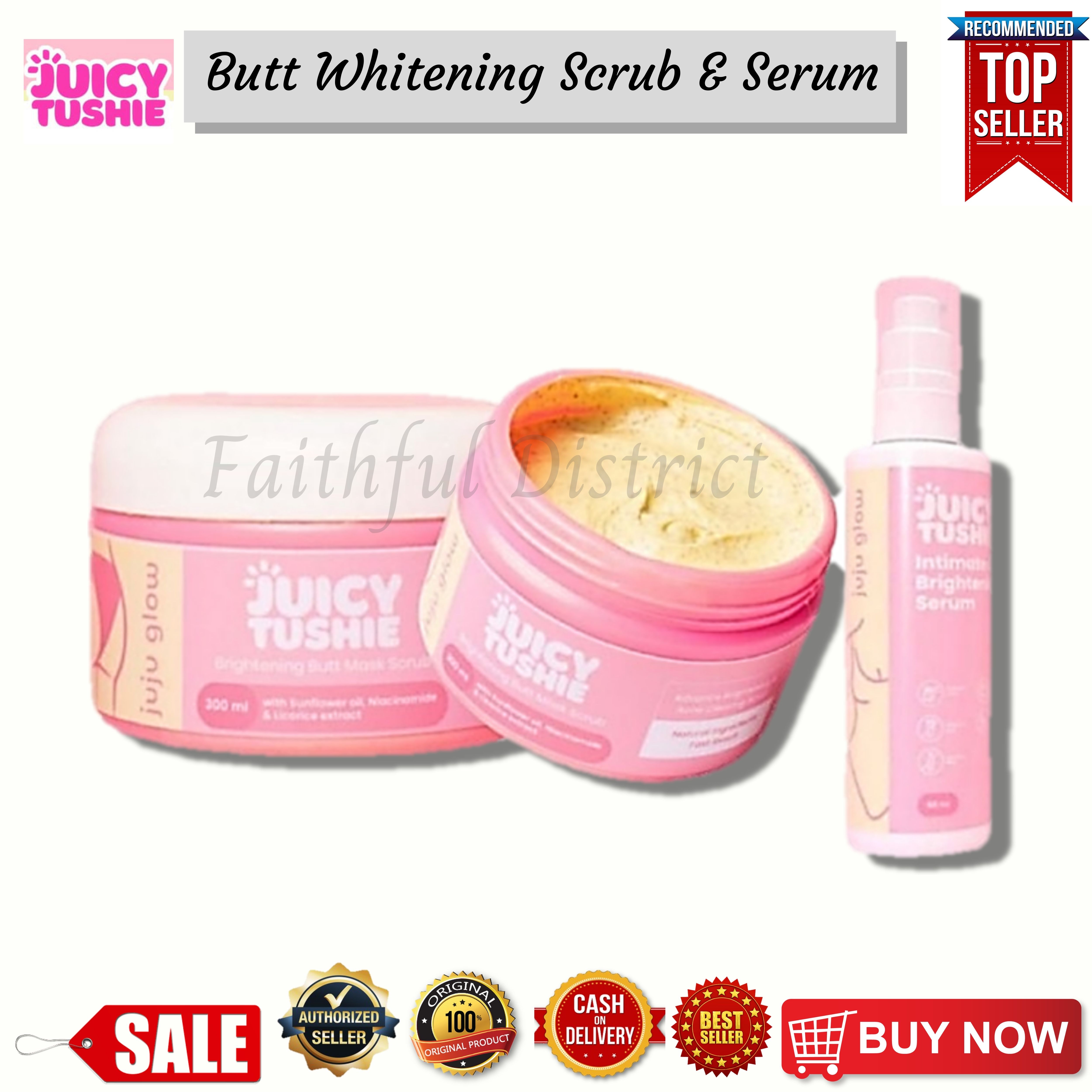 •Faithful District• ORIGINAL Juicy Tushie Butt Brightening Mask Scrub & Serum by Juju Glow Fast ...
