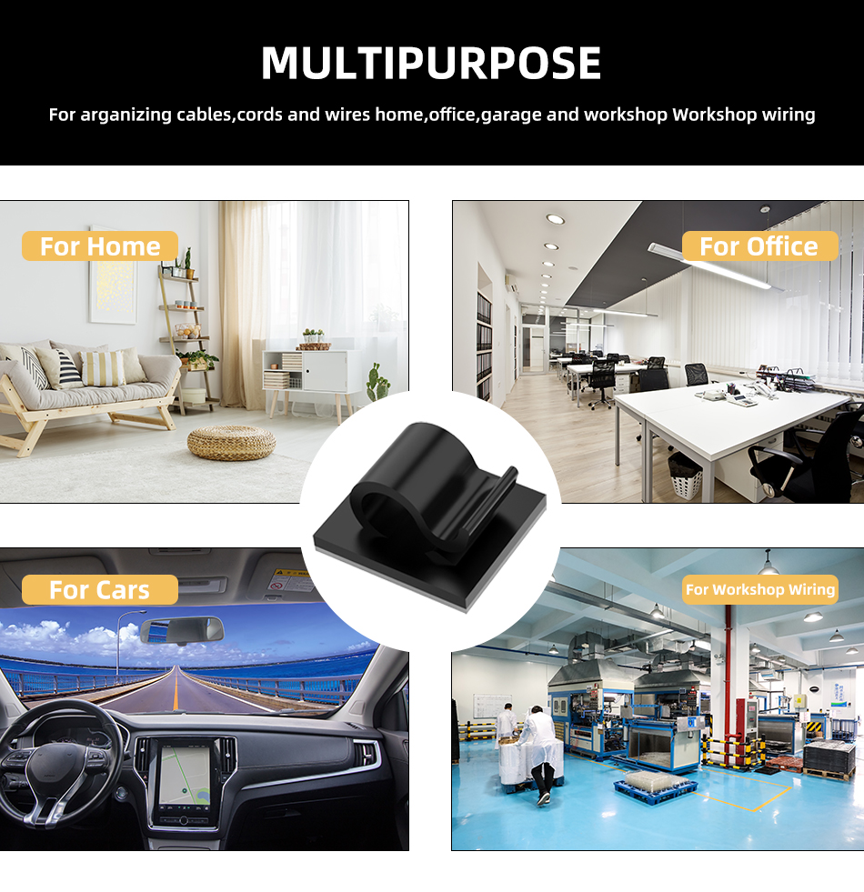 Self Adhesive Cable Clips Tape Organizer USB Mobile Data Charger Cable ...