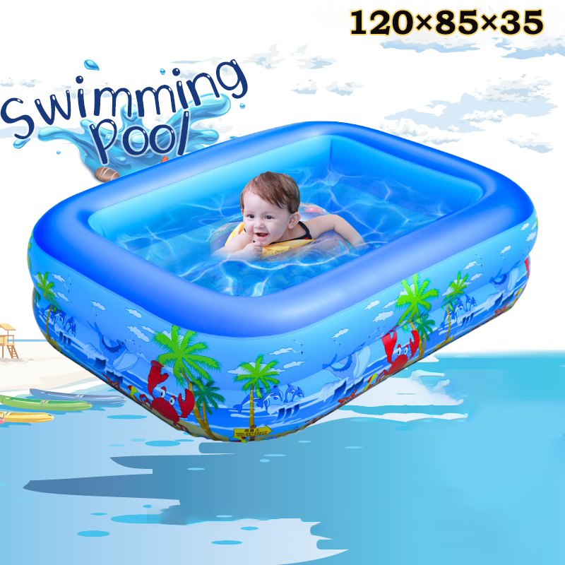 Inflatable Swimming Pool For Kids Rectangular Random Pattern Air Pump ...