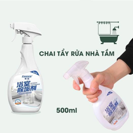 Chai xịt tẩy cặn canxi trên bồn rửa sứ, vòi rửa inox, vách kính, gạch ...