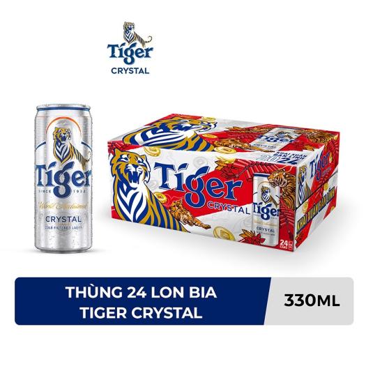 Thùng 24 lon bia Tiger Crystal 330ml/Lon - Bao bì xuân+Bao bì thường - Bia Nội Địa | VietMart.co