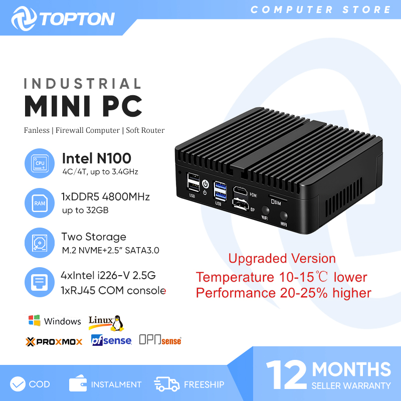 12th Gen Intel N100 firewall computer N6000 n5105 soft router 4x2.5G i226 Lan NVMe industrial ...