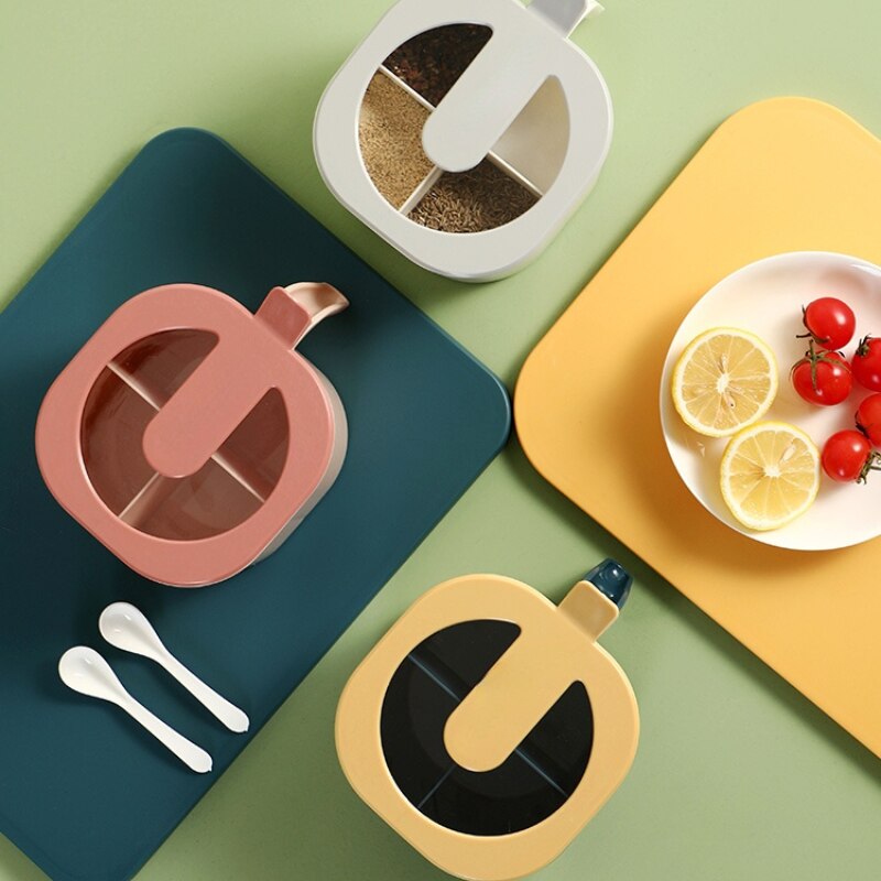 Seasoning Combination Set Kitchen Four-Grid Integrated Seasoning Jar ...