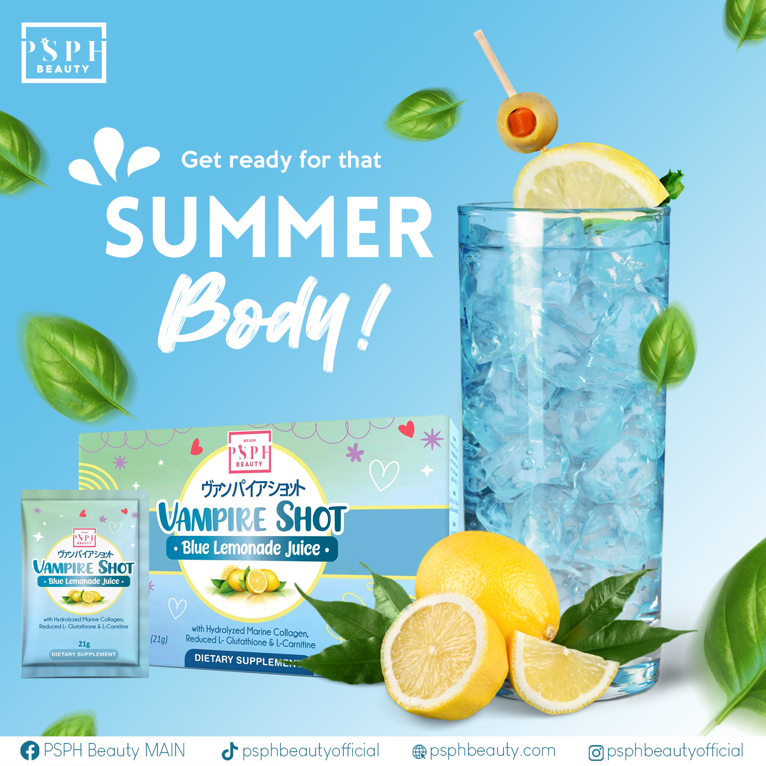 PSPH Beauty Vampire Shot 15 sachet (Cranberry/Blue Lemonade)