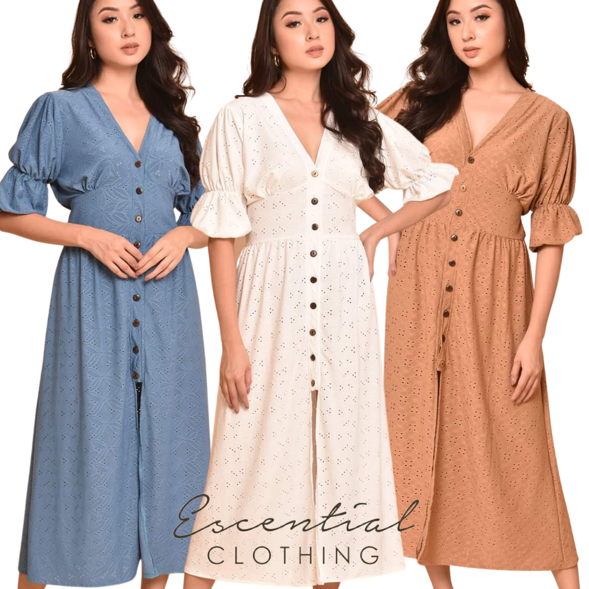 FIONA MAXI DRESS | Eyelet Fabric | Escential Clothing