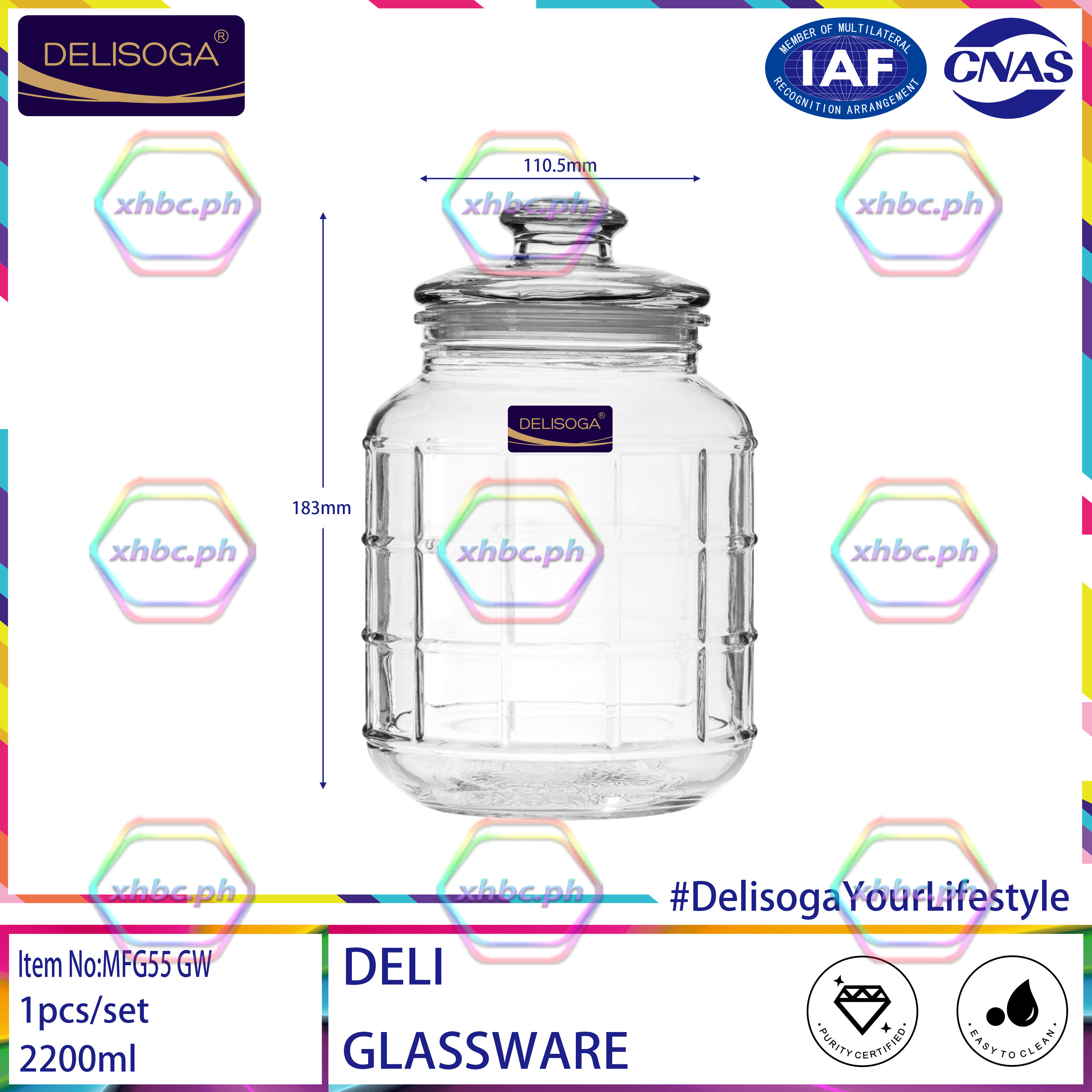 Deli Delisoga ️ 2200ml Glassware Glass Canister Jar Transparent Sealed ...