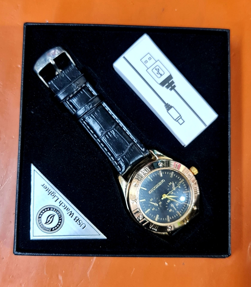 Usb Rechargeable Watch With Lighter Gents Gift Birthday Marriage Day ...