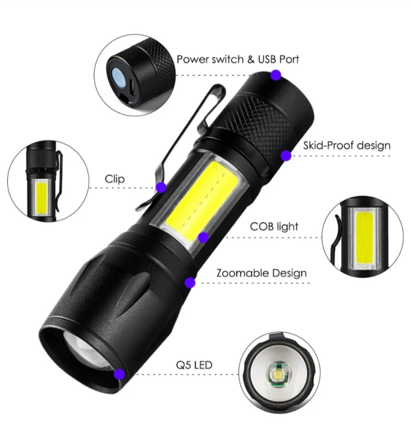 USB Rechargable Zooming Mini LED Flashlight