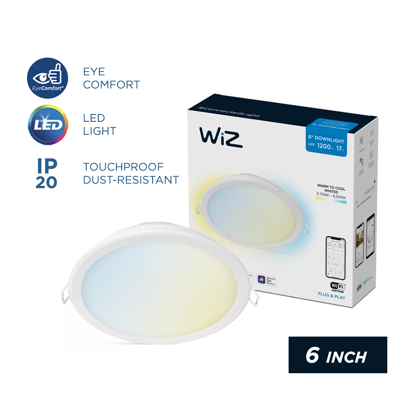 Philips Wiz 6 inch Tunable White Downlight 17W – Telestation AI SmartHome
