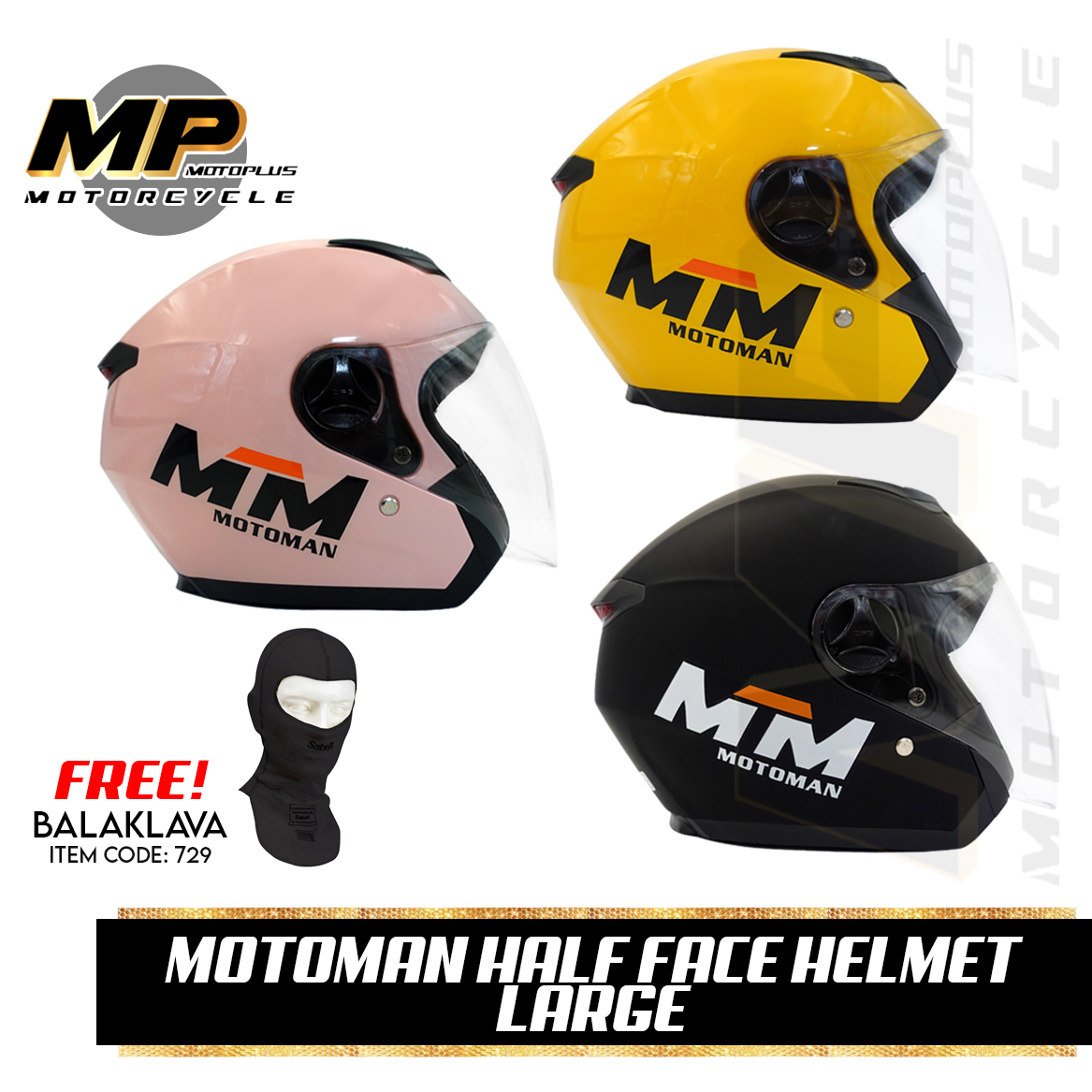 MOTOMAN HALF FACE HELMET - MOTOPLUS