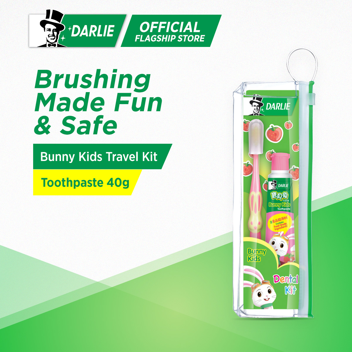 Darlie Bunny Kids Travel Set (Strawberry Toothpaste 40g + Toothbrush 1 ...
