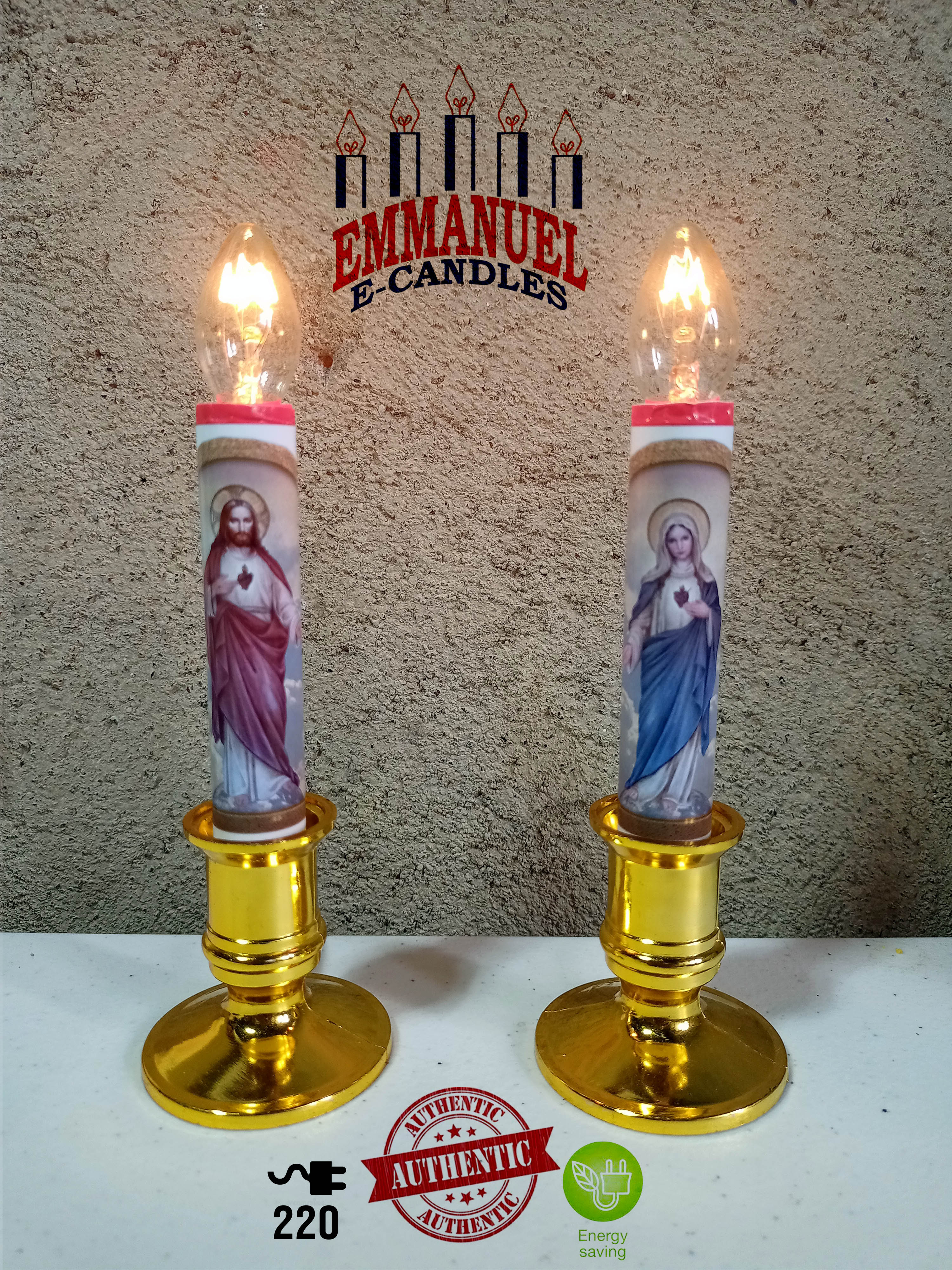 Emmanuel E-Candles Flameless Taper Candles - Photo Sticker Body , 6inch ...