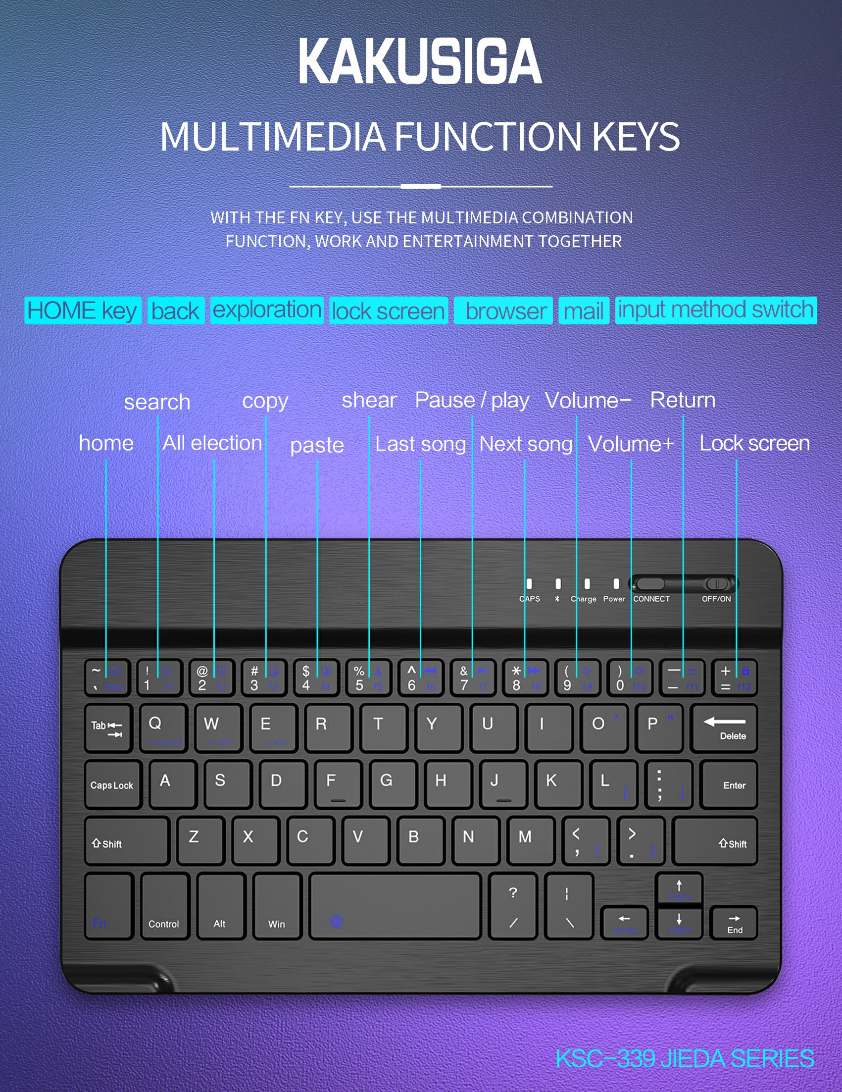 KAKU KSC-339 Smart Mini Bluetooth Keyboard 8 Inch (3M) - Shoppy ...