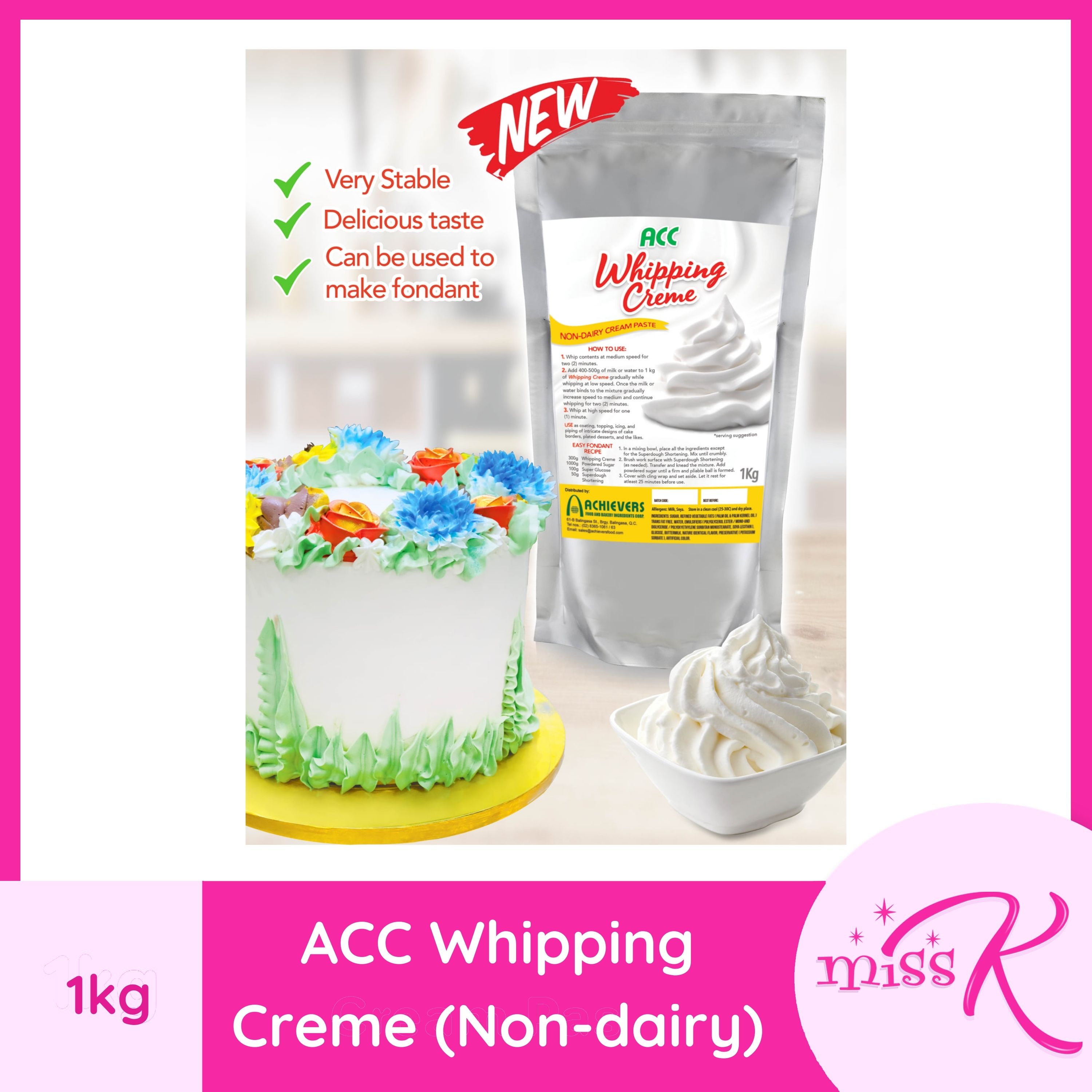 ACC Whipping Creme | Non-dairy Paste | 1 Kilo
