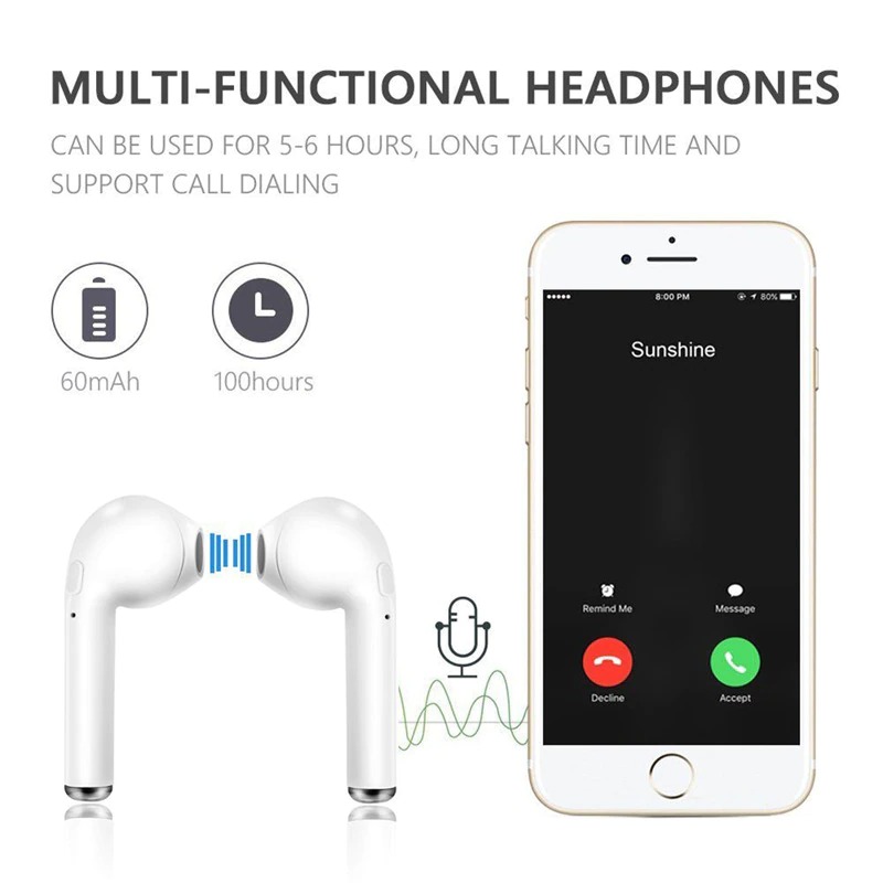 Buy White I7s TWS Bluetooth Earphone wireless Earbuds For All Sm